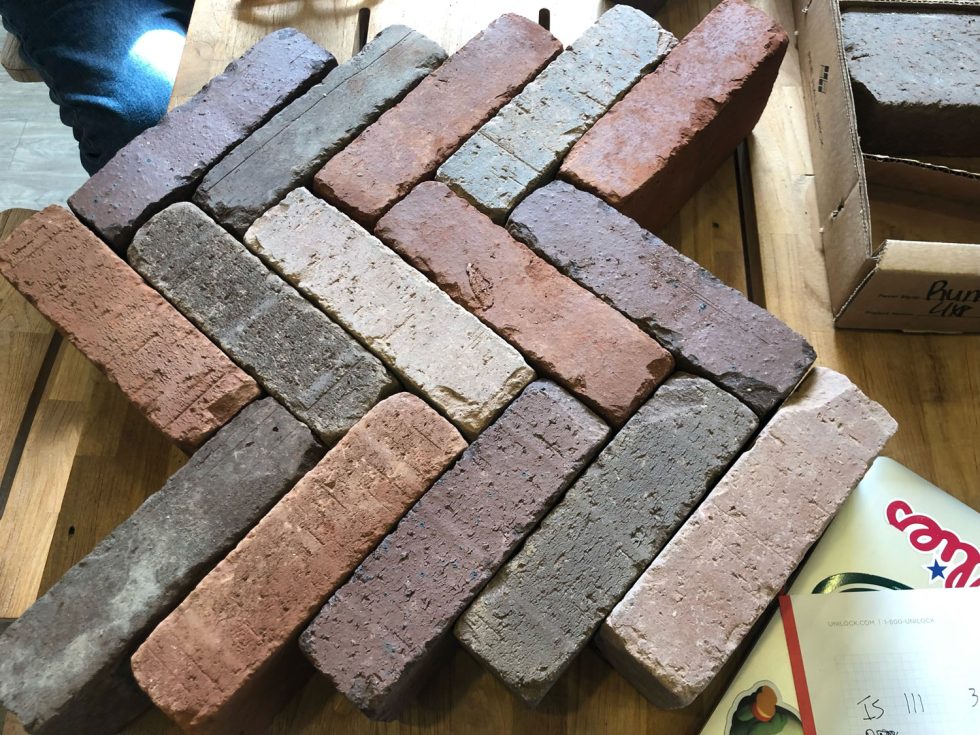 Installing pavers on their narrow edge yields a colorful linear ...